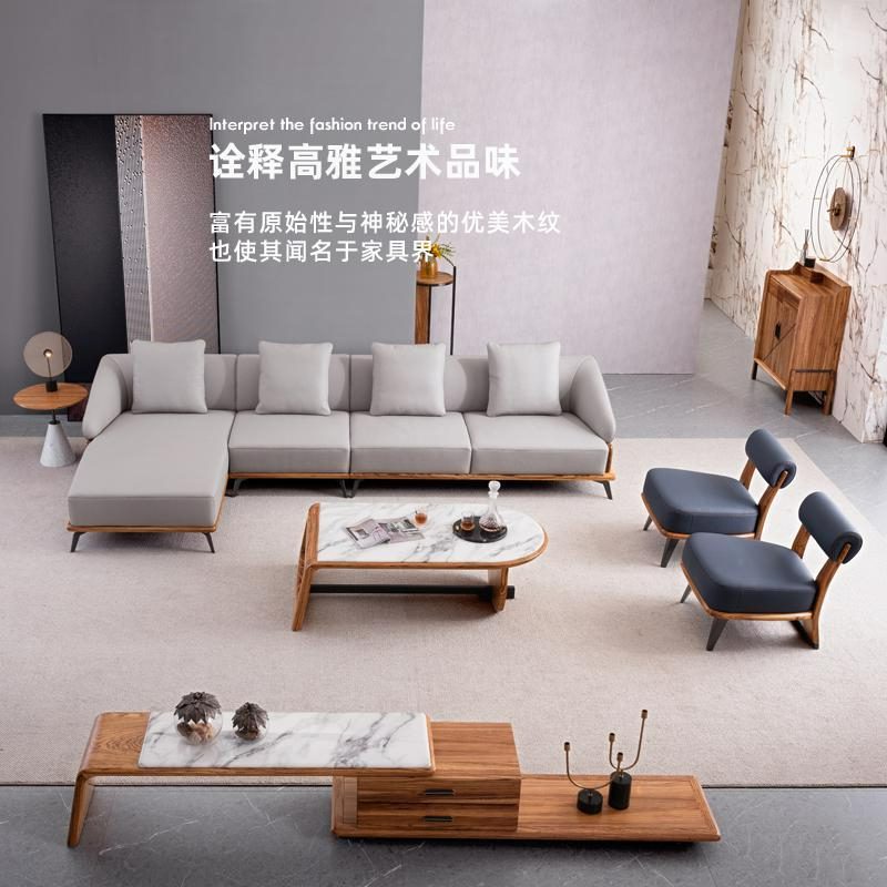 Living Room Sectional Sofa Leather Corner L Sharp Sofa Set- Foshan ...