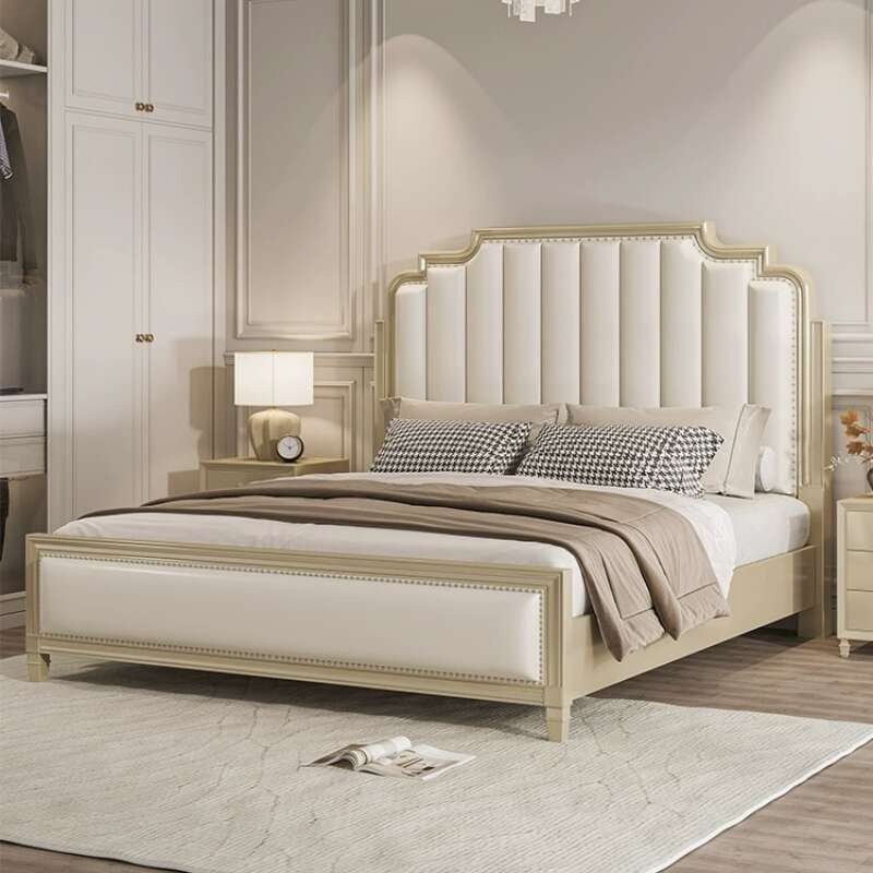 High Quality Light Luxury Modern Simple Leather Furniture Double 1.8m ...